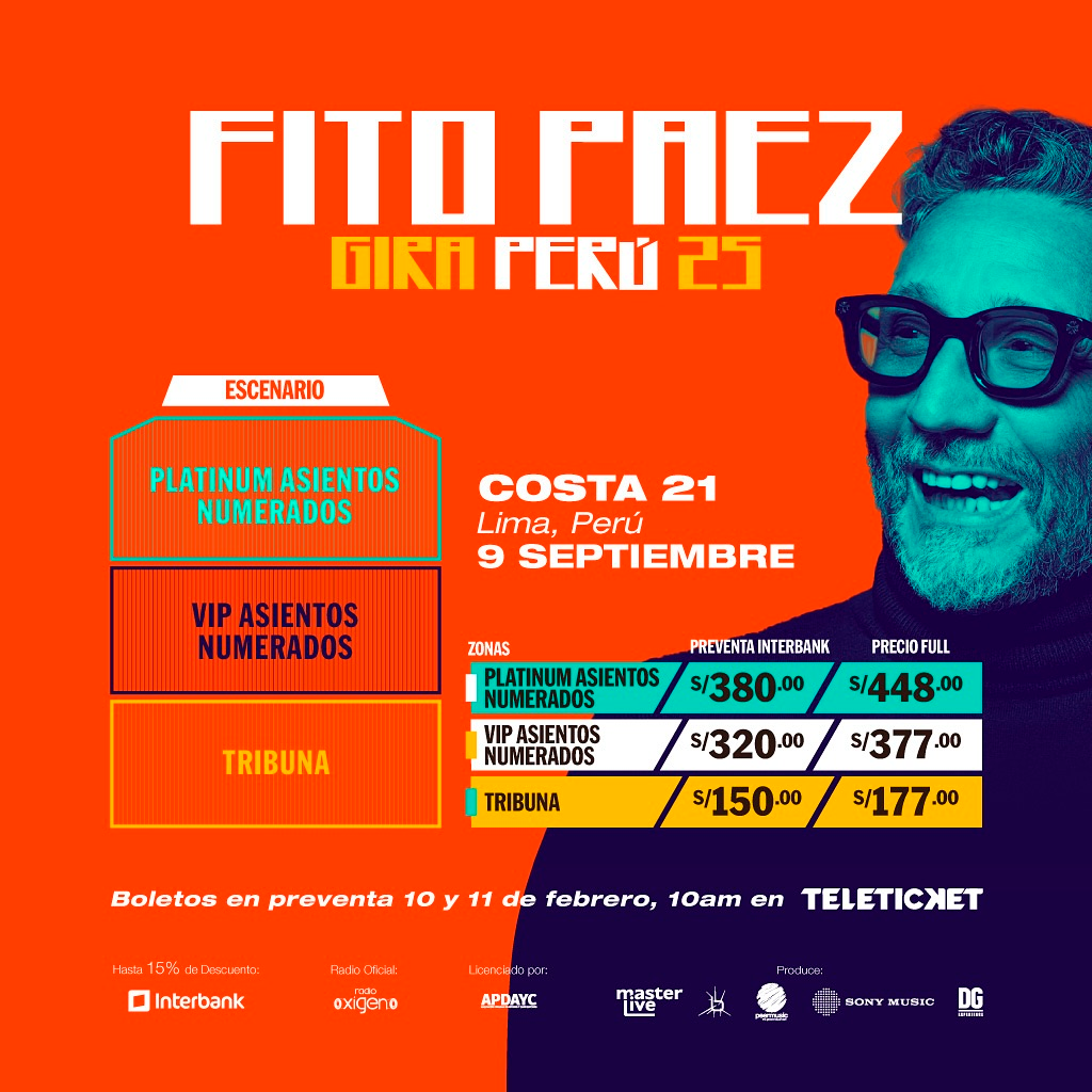 ¡Fito Páez vuelve a Lima! El ícono del rock argentino anuncia su Gira Perú 2025 - Blog Joinnus