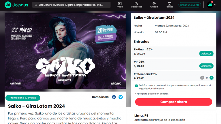 Saiko en Lima: ¡Así puedes comprar tus entradas para el concierto! - Blog Joinnus