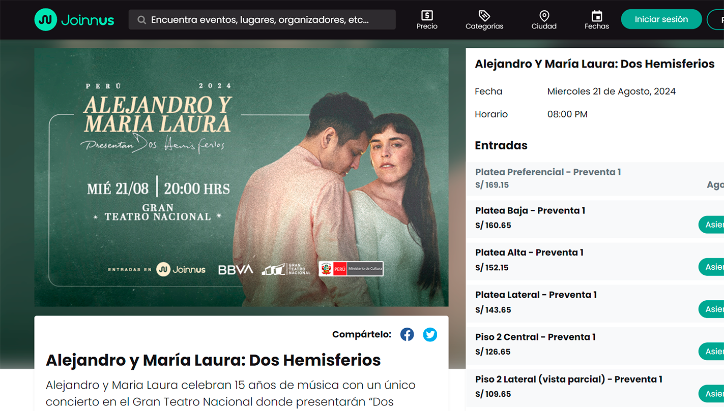 Alejandro y María Laura en Lima: ¡Así puedes comprar tus entradas para el concierto! - Blog Joinnus