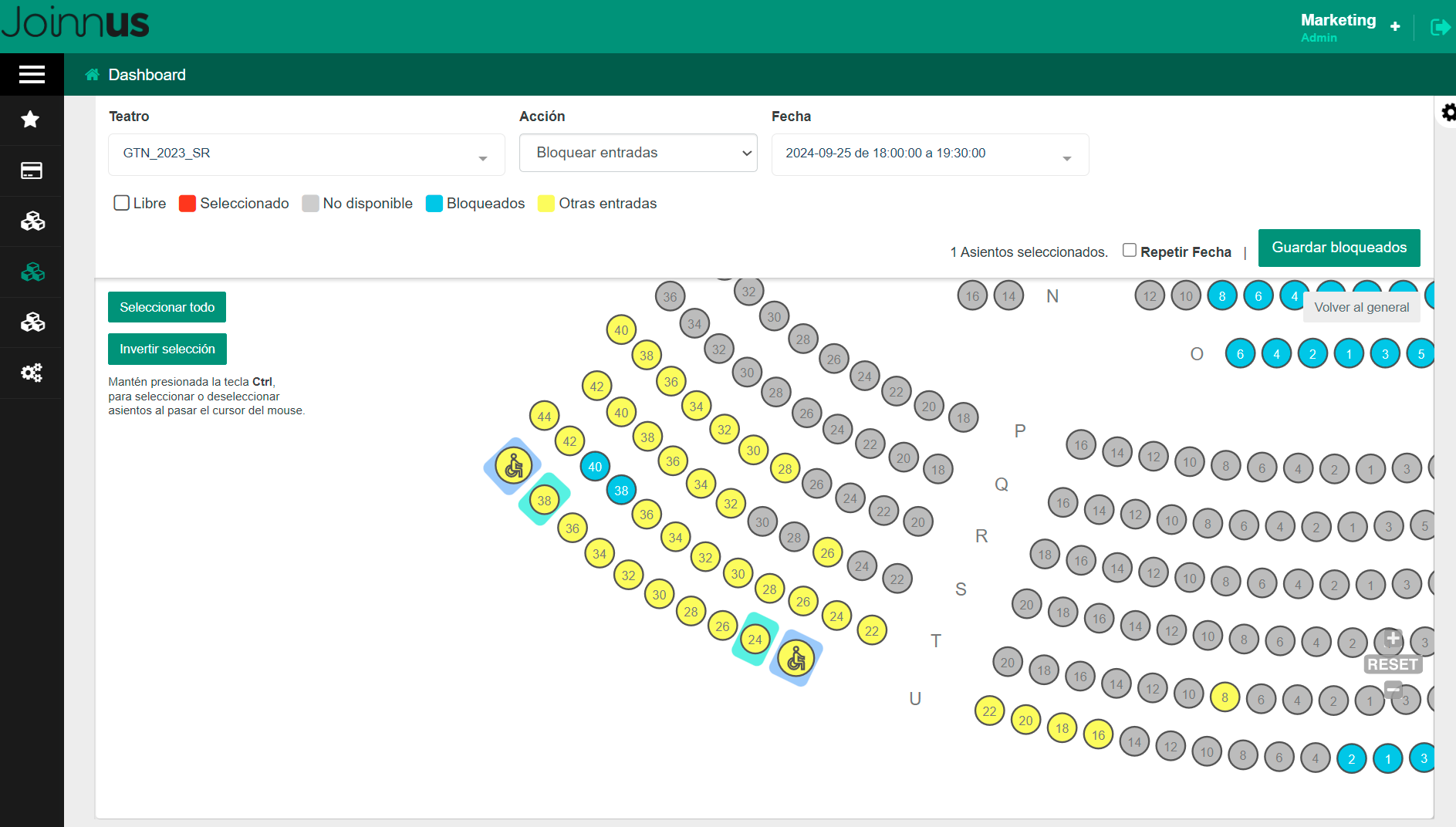 ¿Cómo bloquear asientos desde el plano de butacas en tu evento de Joinnus? - Blog Joinnus