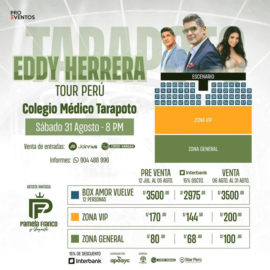 Eddy Herrera llega Tarapoto junto a Pamela Franco: ¡Todo lo que debes saber! - Blog Joinnus