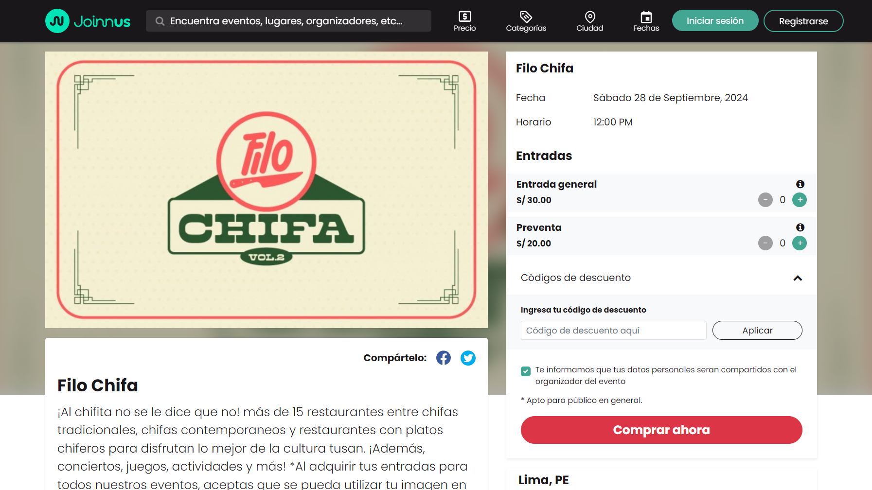 Filo Chifa 2024: ¡Te enseñamos cómo comprar tus entradas paso a paso ...