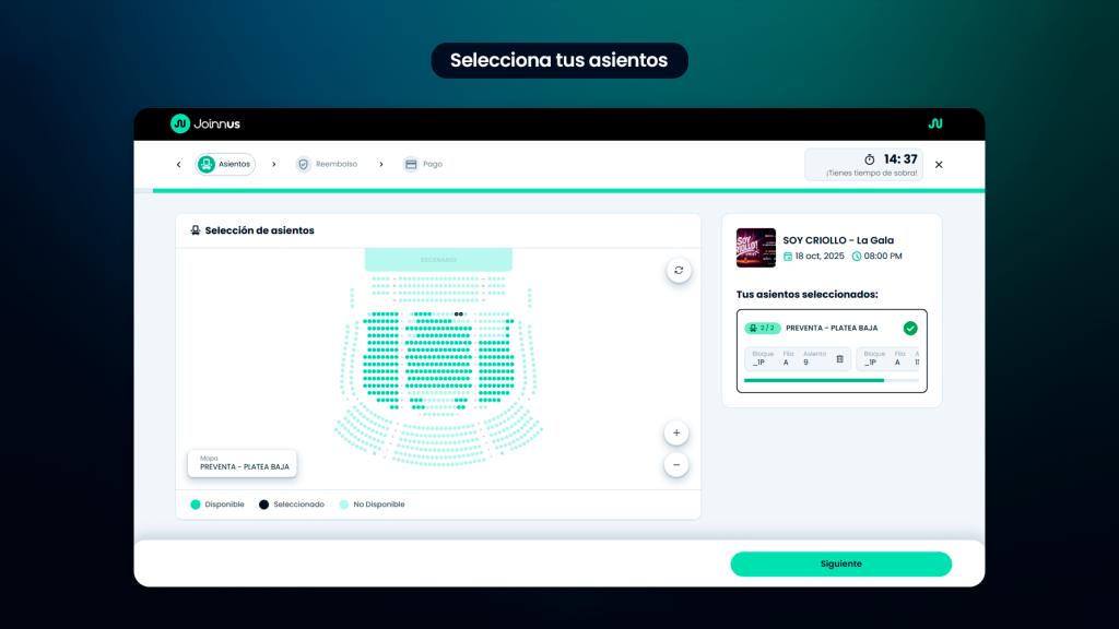 Tutorial | Cómo comprar entradas con asientos numerados en Joinnus
